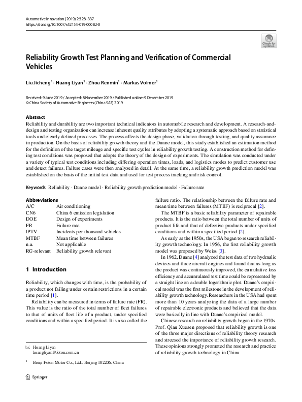(PDF) Reliability Growth Test Planning and Verification of Commercial ...