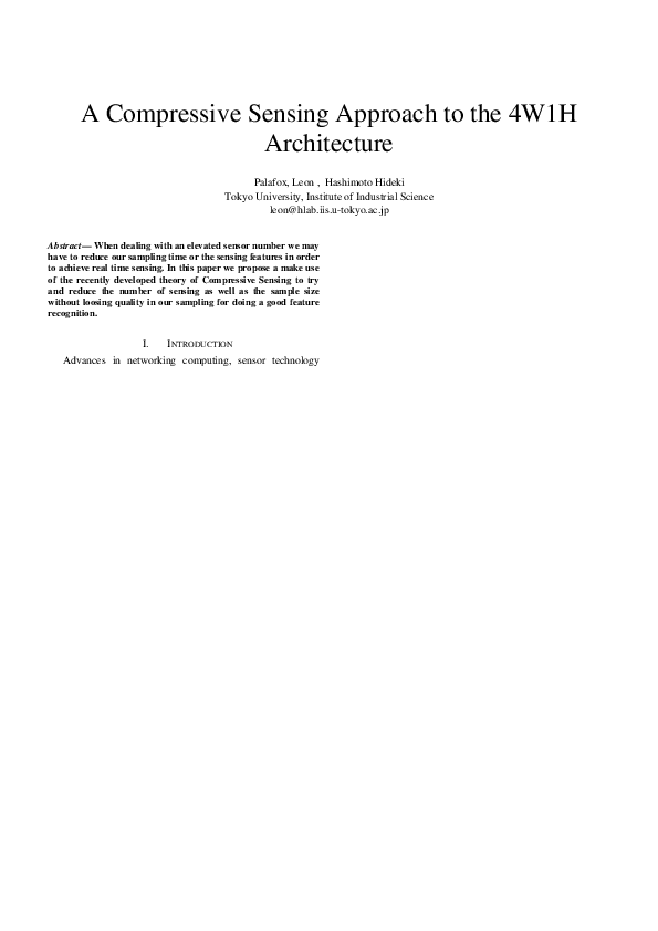 (PDF) A Compressive Sensing Approach to the 4W1H Architecture