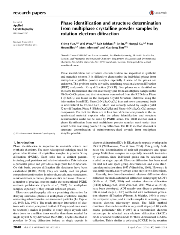 (PDF) Phase identification and structure determination from multiphase ...