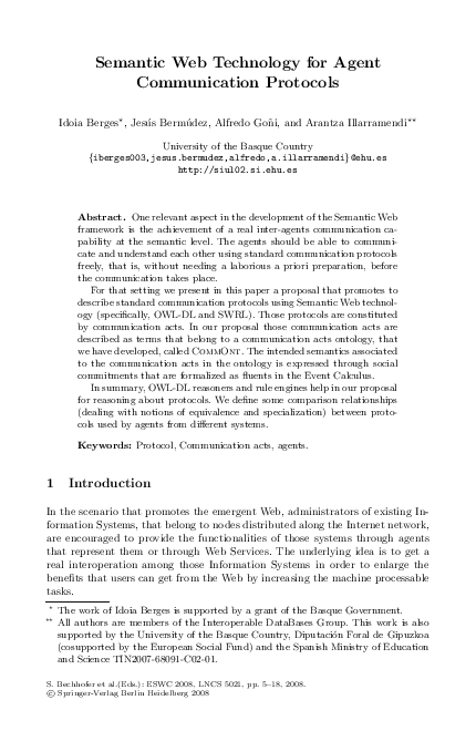 (PDF) Semantic Web Technology for Agent Communication Protocols