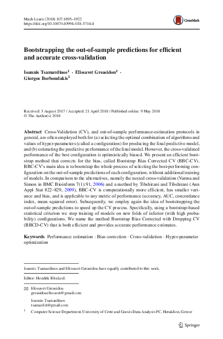 Pdf Bootstrapping The Out Of Sample Predictions For Efficient And
