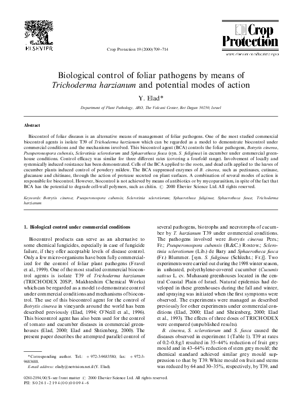 (PDF) Trichoderma harzianum T39 Preparation for Biocontrol of Plant Diseases-Control of Botrytis ...