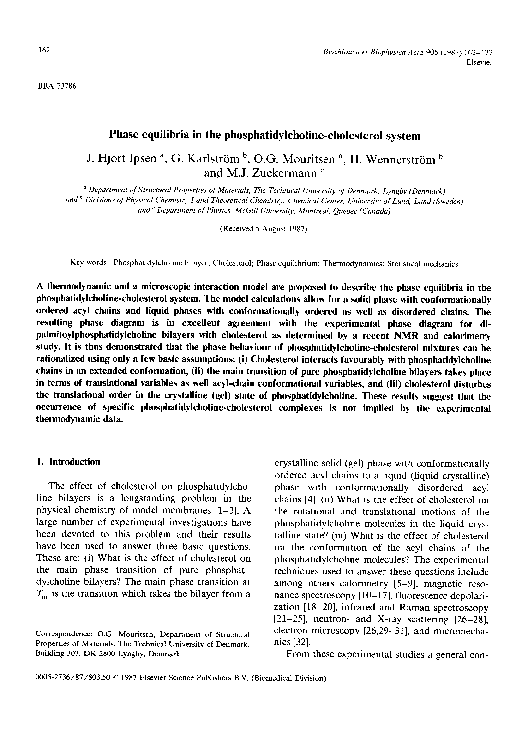 (PDF) Phase equilibria in the phosphatidylcholine-cholesterol system ...