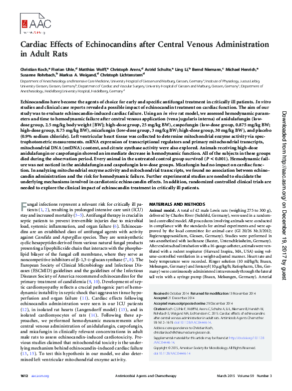 (PDF) Cardiac effects of echinocandins after central venous ...