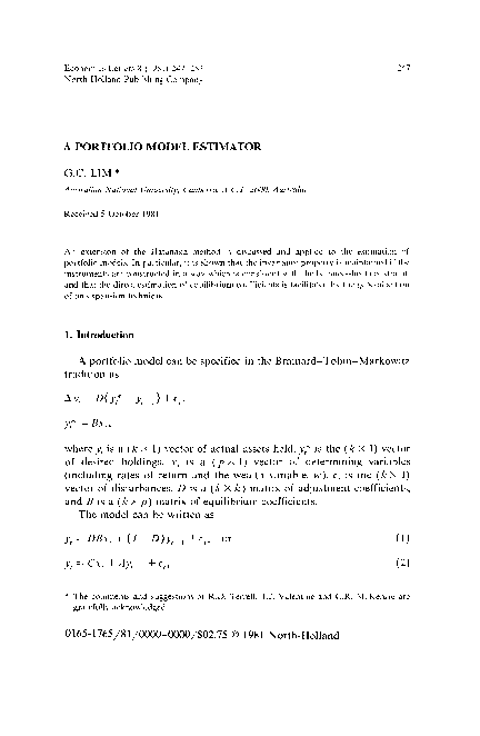 (PDF) A portfolio model estimator