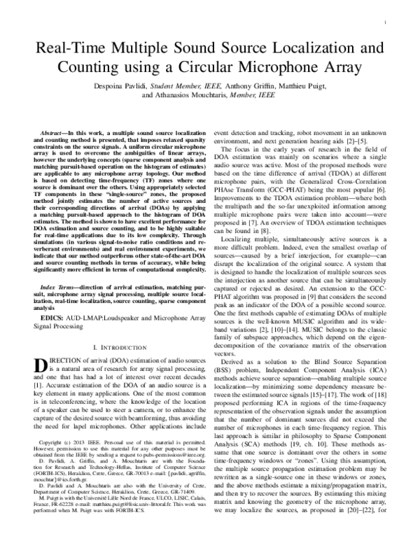 (PDF) Real-Time Multiple Sound Source Localization and Counting Using a Circular Microphone Array