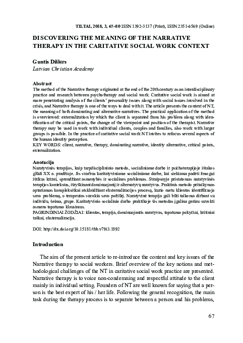 (PDF) Discovering the Meaning of the Narrative Therapy in the ...