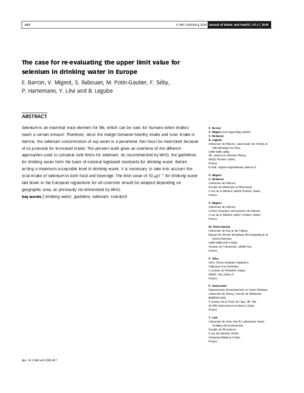 (PDF) The case for re-evaluating the upper limit value for selenium in ...