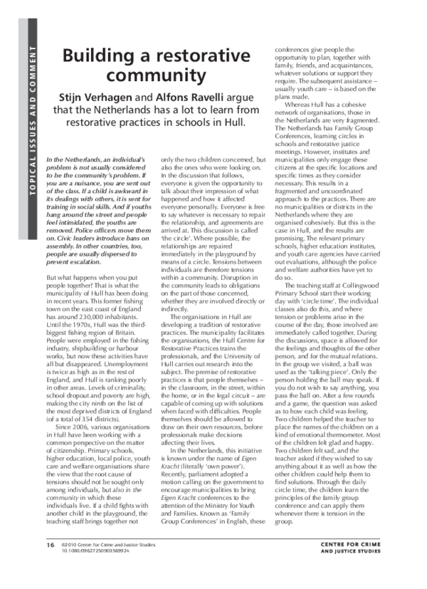 (PDF) Building a restorative community