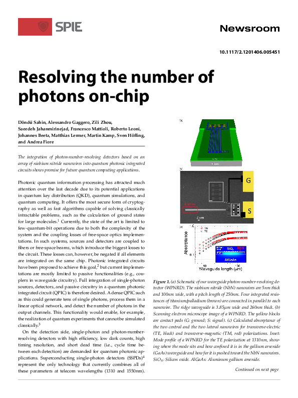 (PDF) Resolving the number of photons on-chip