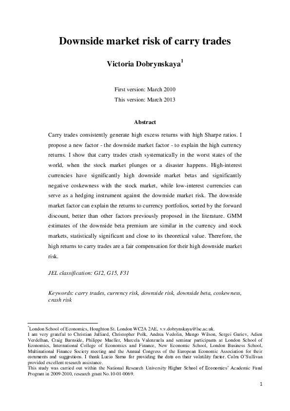 (PDF) Downside Market Risk of Carry Trades