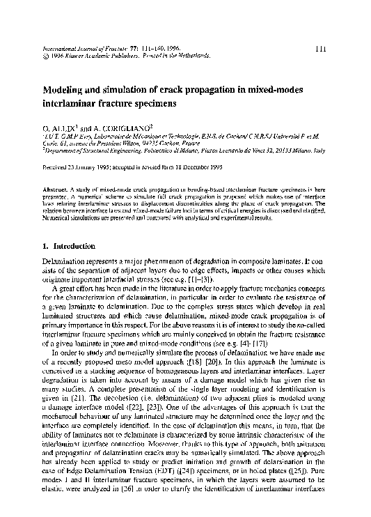 Pdf Modeling And Simulation Of Crack Propagation In Mixed Modes