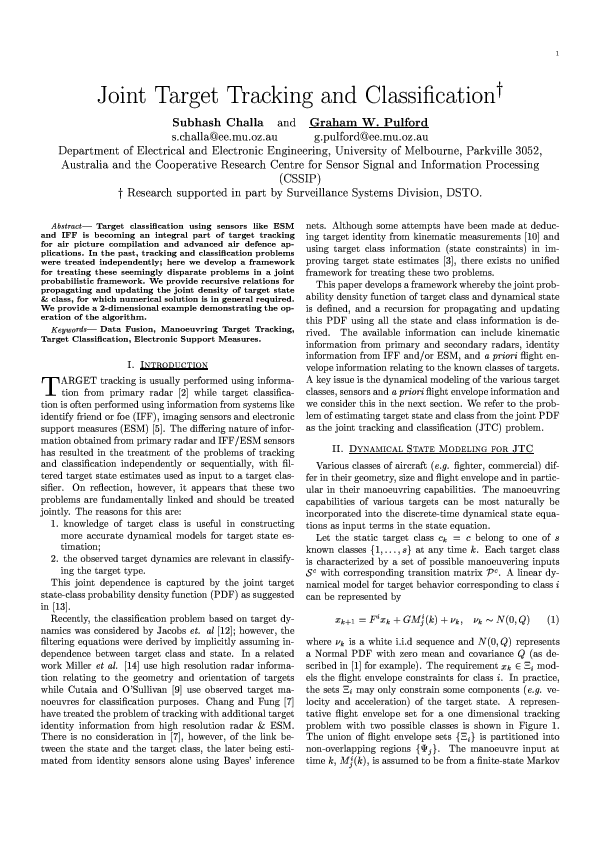 (PDF) Non-cooperative target classification and tracking
