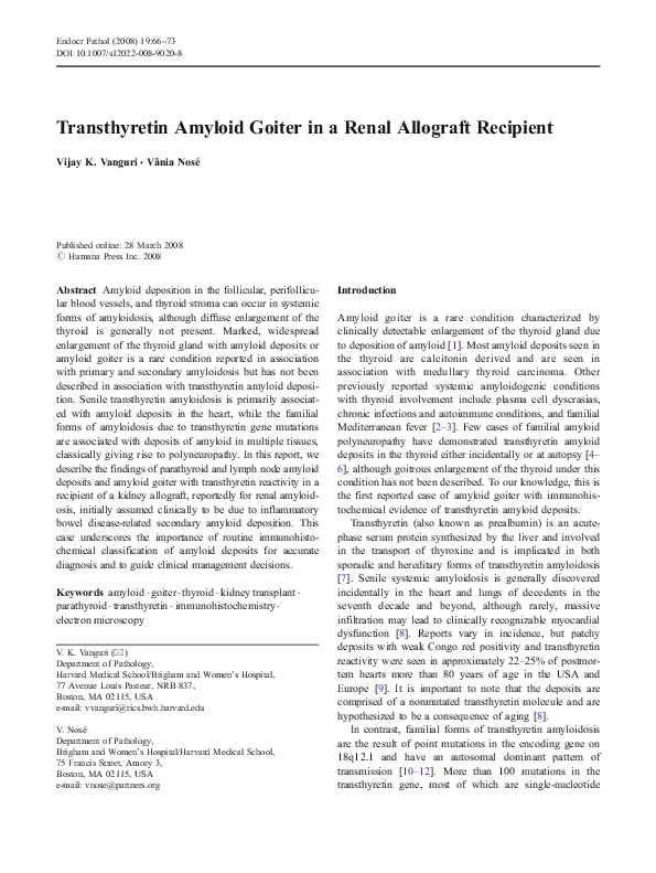 (PDF) Transthyretin Amyloid Goiter in a Renal Allograft Recipient