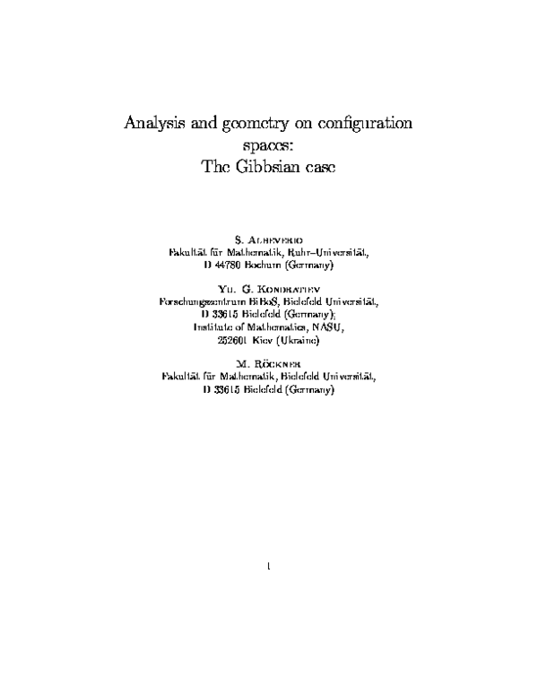 (PDF) Analysis and Geometry on Configuration Spaces: The Gibbsian Case