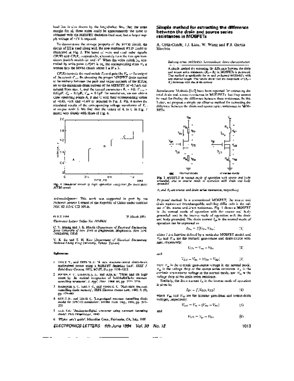 Pdf Simple Method For Extracting The Difference Between The Drain And Source Series