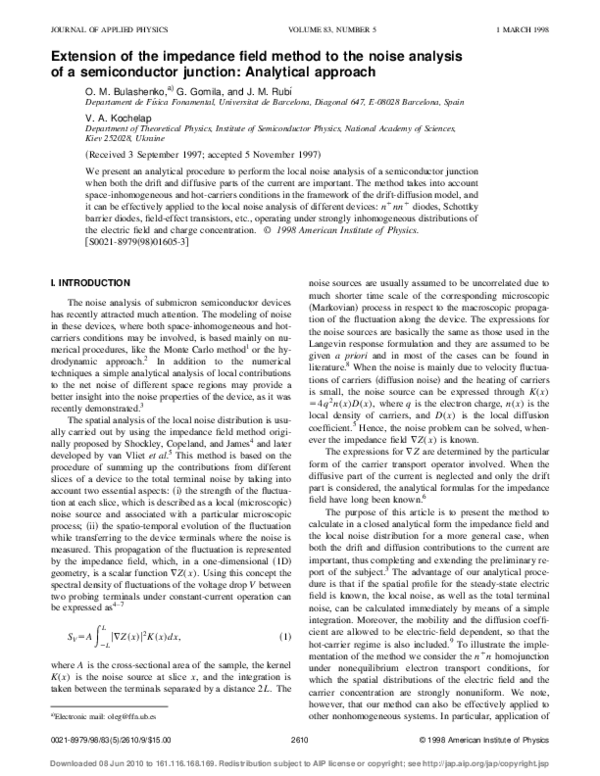 (PDF) Extension of the impedance field method to the noise analysis of ...