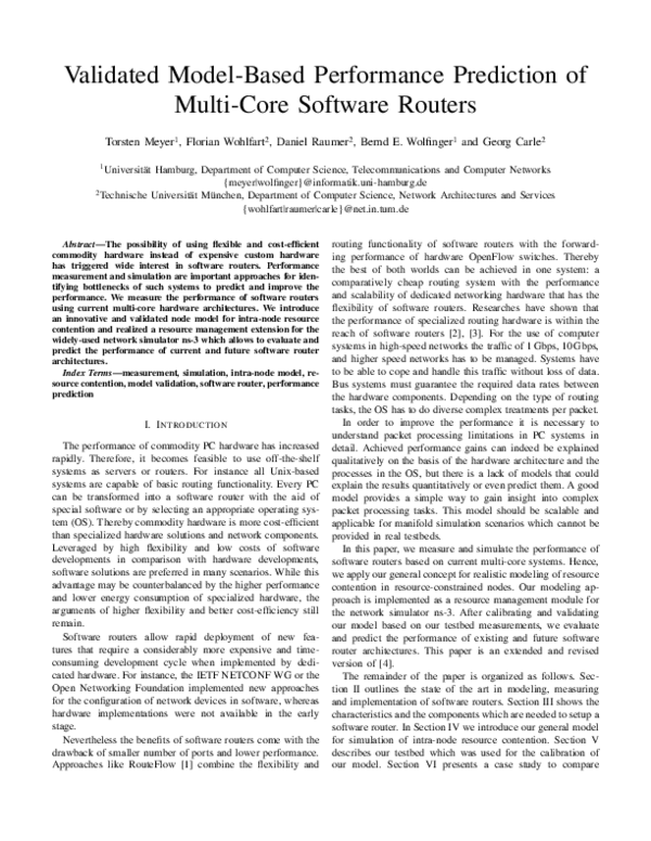 (PDF) Validated Model-Based Performance Prediction of Multi-Core Software Routers