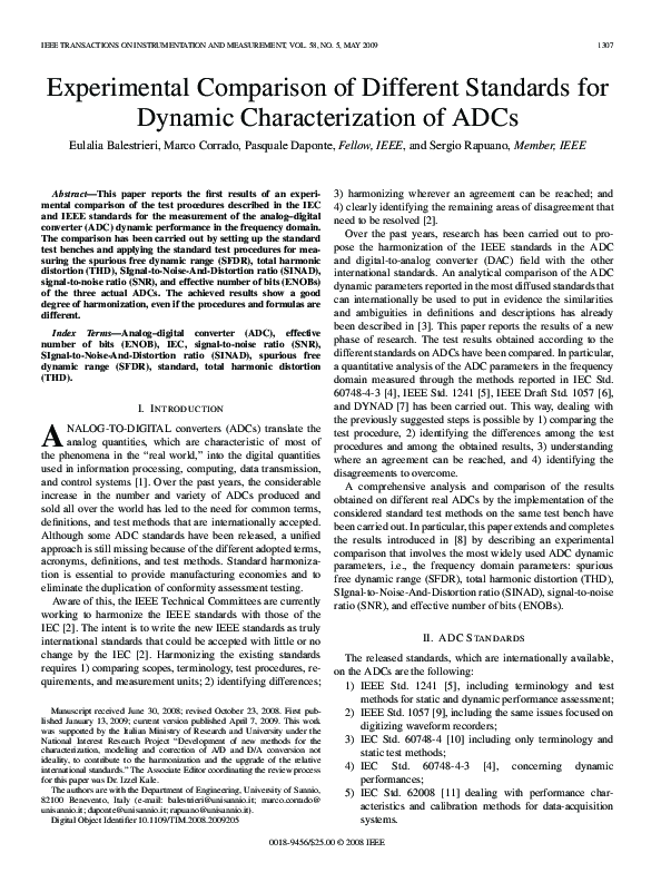 (PDF) Experimental Comparison of Different Standards for Dynamic ...