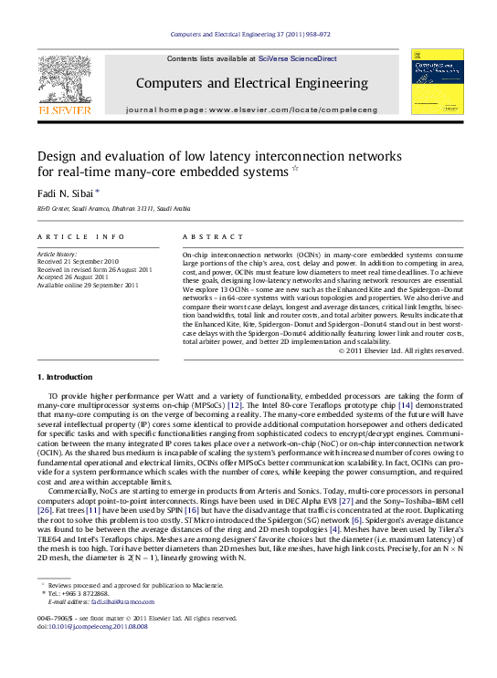 (PDF) Design and evaluation of low latency interconnection networks for real-time many-core ...