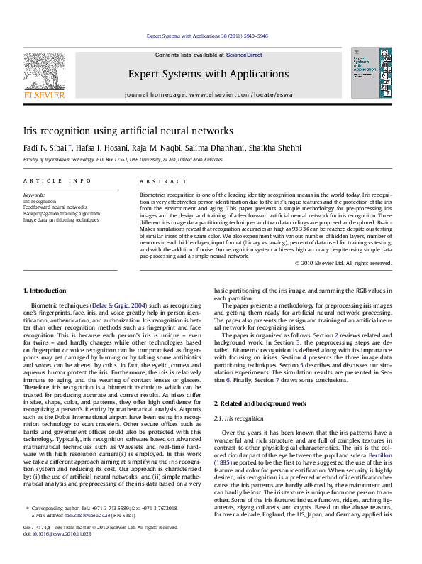 Pdf Comparison Of Different Neural Networks For Iris Recognition A Review Ravindra