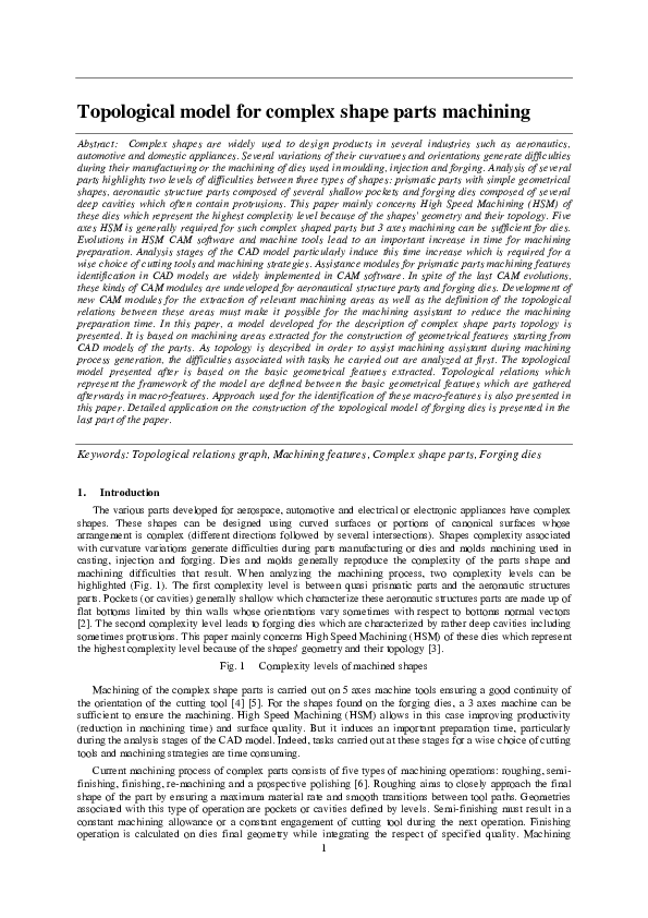 (PDF) Topological Model for Complex Shape Machining Efficiency