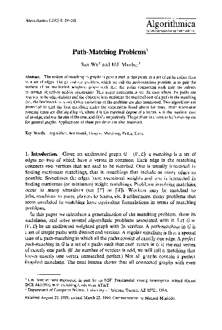 (PDF) Path-matching problems