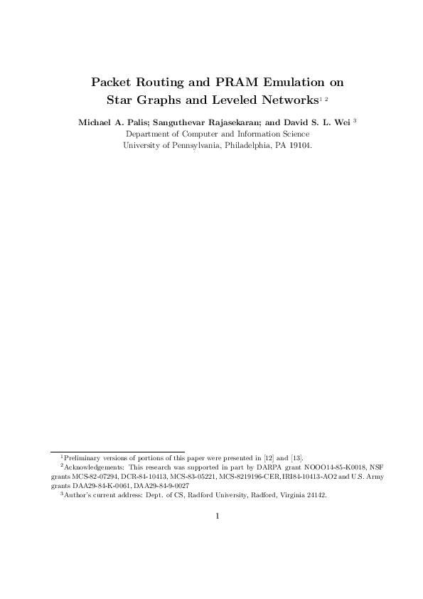 Pdf Packet Routing And Pram Emulation On Star Graphs And Leveled Networks