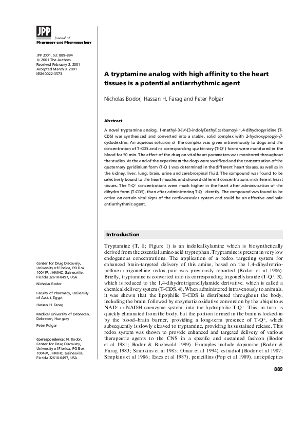 (PDF) A tryptamine analog with high affinity to the heart tissues is a ...