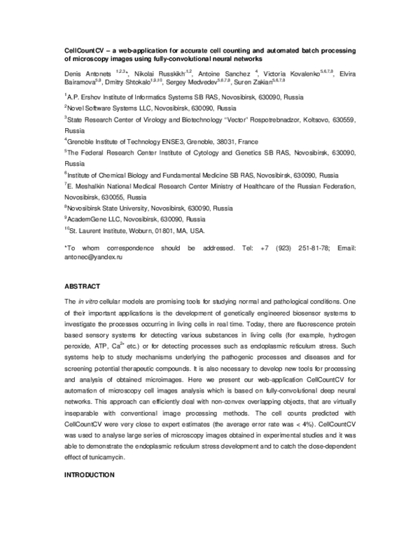 Pdf Cellcountcv A Web Application For Accurate Cell Counting And
