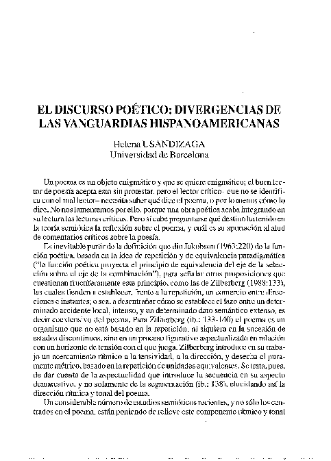 (PDF) El discurso poético: divergencias de las vanguardias ...