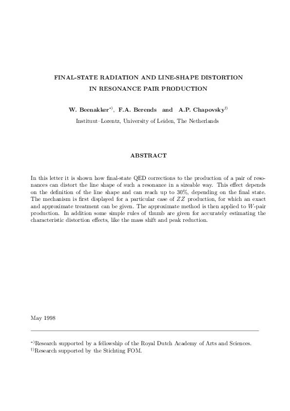 (PDF) Final-state radiation and line-shape distortion in resonance pair ...