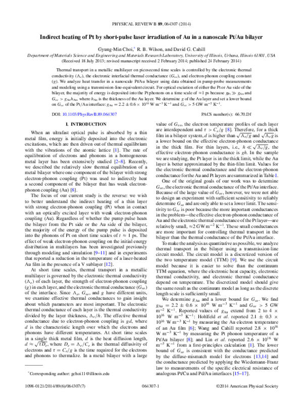 (PDF) Indirect heating of Pt by short-pulse laser irradiation of Au in ...