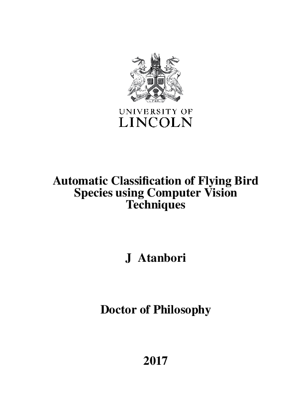 (PDF) Automated Bird Species Classification in Flight