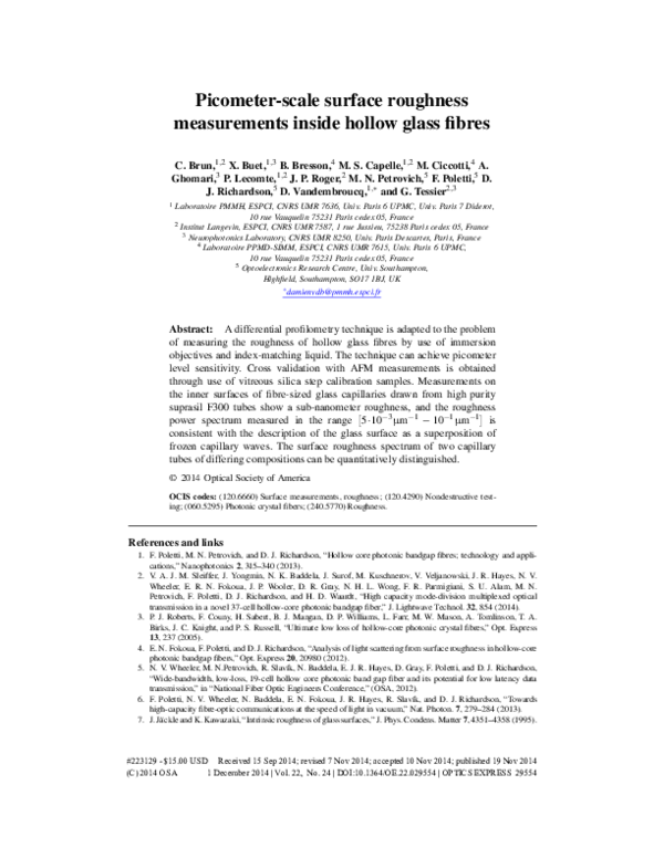 (PDF) Picometer-scale surface roughness measurements inside hollow ...
