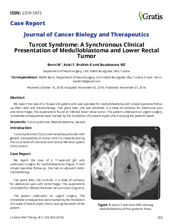 (PDF) Turcot Syndrome: A Synchronous Clinical Presentation of ...
