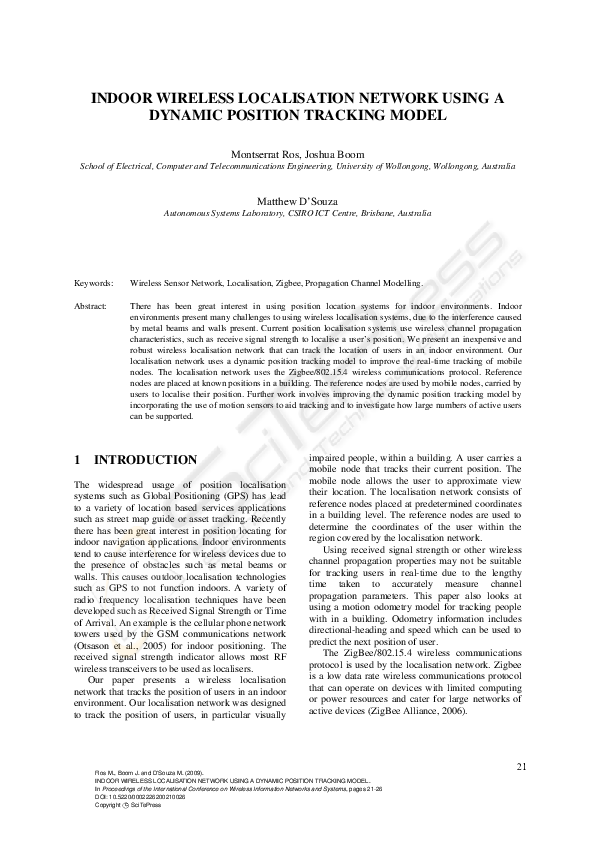(PDF) Indoor Wireless Localisation Network using a Dynamic Position ...