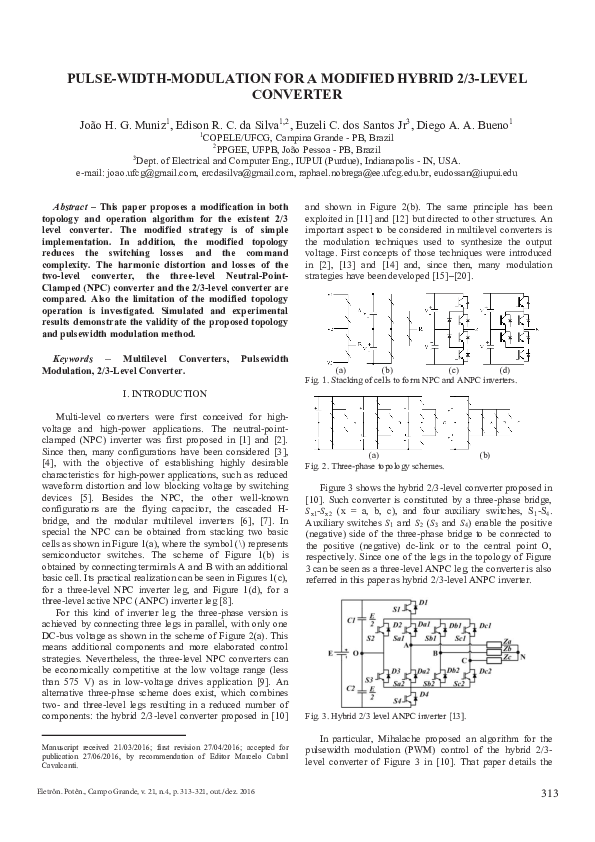 Pdf Pulse Width Modulation For A Modified Hybrid 23 Level Inverter 7503