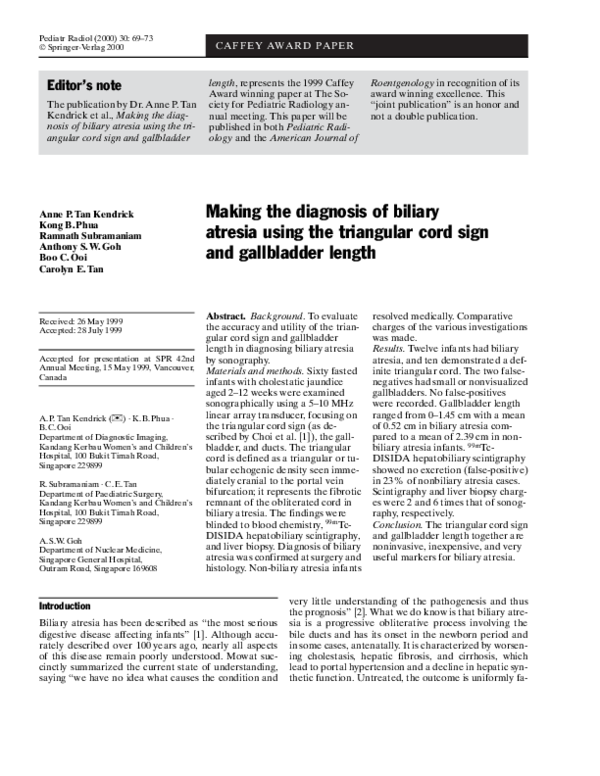 (PDF) Making the diagnosis of biliary atresia using the triangular cord ...