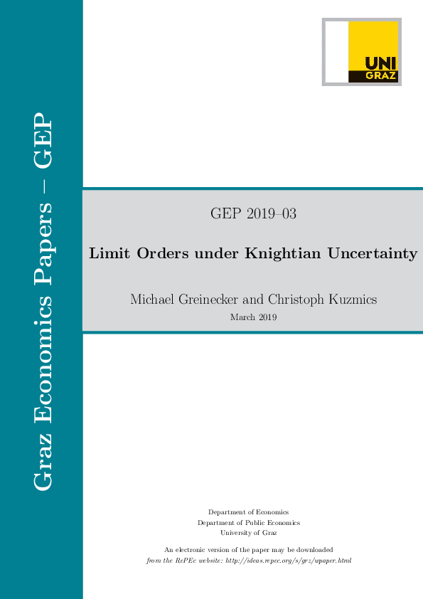 (PDF) Limit Orders under Knightian Uncertainty