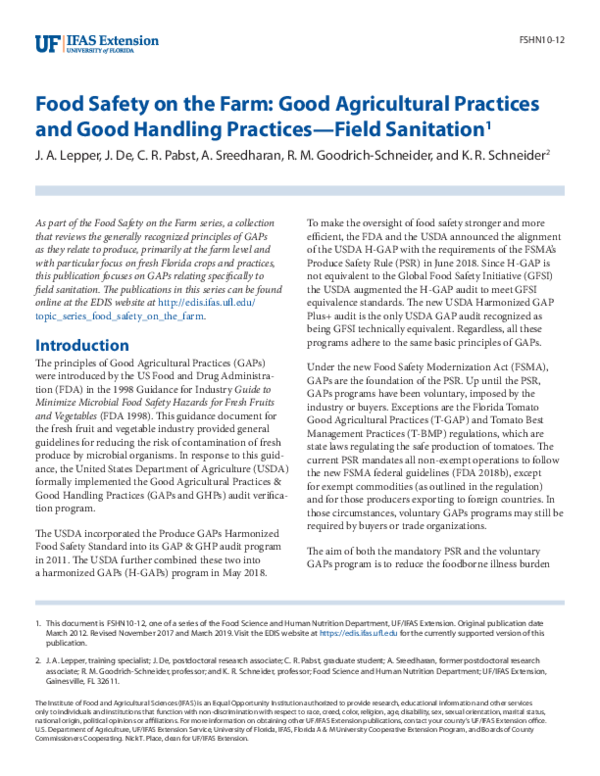 (PDF) Food Safety on the Farm: Produce Safety Rule and Good ...