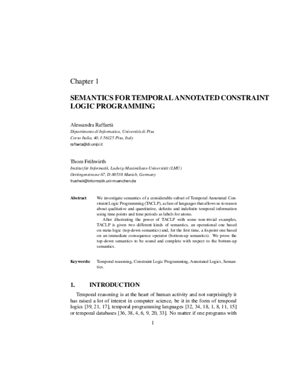 (PDF) Semantics for Temporal Annotated Constraint Logic Programming