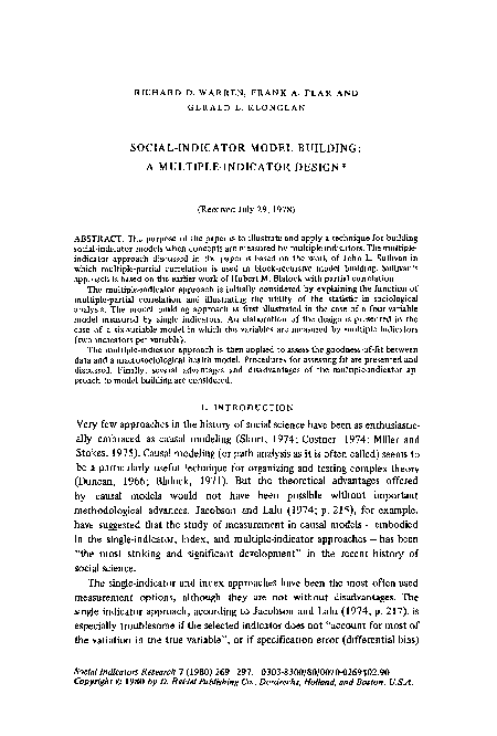 (PDF) Social-indicator model building: A multiple-indicator design