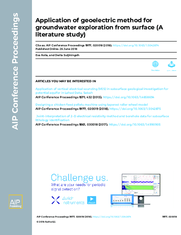 (PDF) Application of geoelectric method for groundwater exploration ...