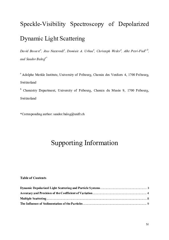 (PDF) Speckle-Visibility Spectroscopy of Depolarized Dynamic Light ...
