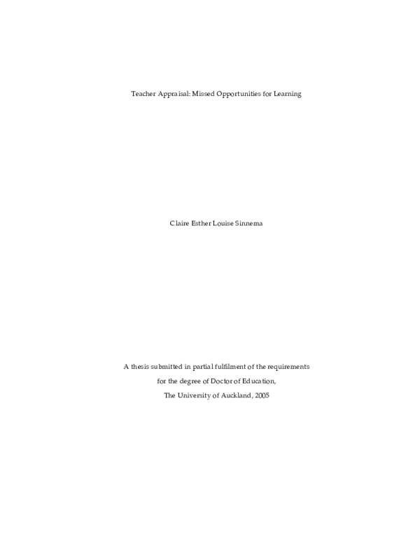 (PDF) Teacher appraisal: Missed opportunities for learning