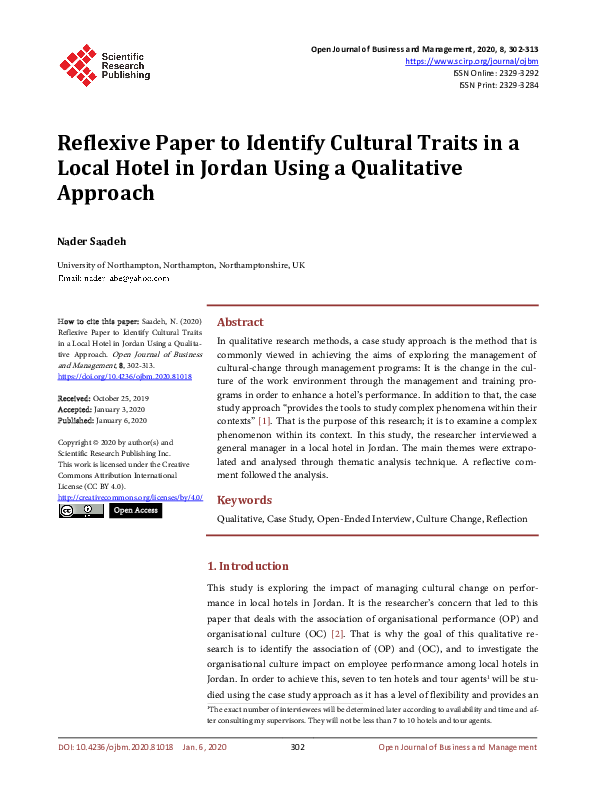 (PDF) Reflexive Paper to Identify Cultural Traits in a Local Hotel in ...