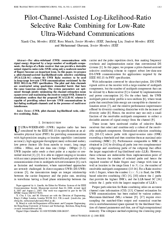 (PDF) Pilot-Channel-Assisted Log-Likelihood-Ratio Selective Rake Combining for Low-Rate Ultra ...