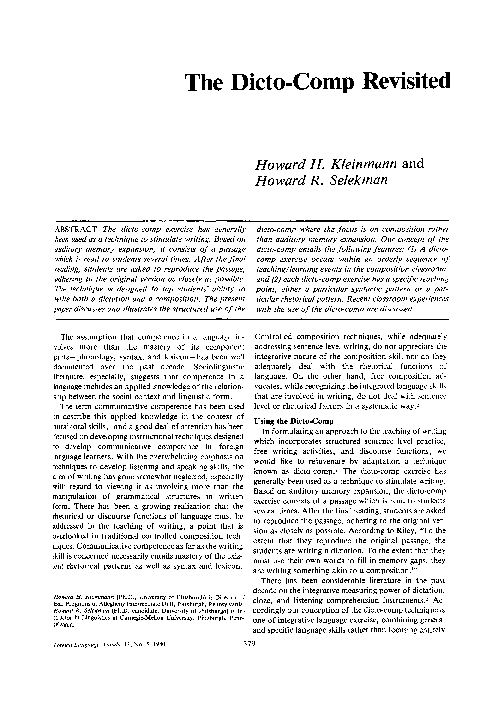 (PDF) The Dicto-Comp Revisited | Howard Kleinmann - Academia.edu