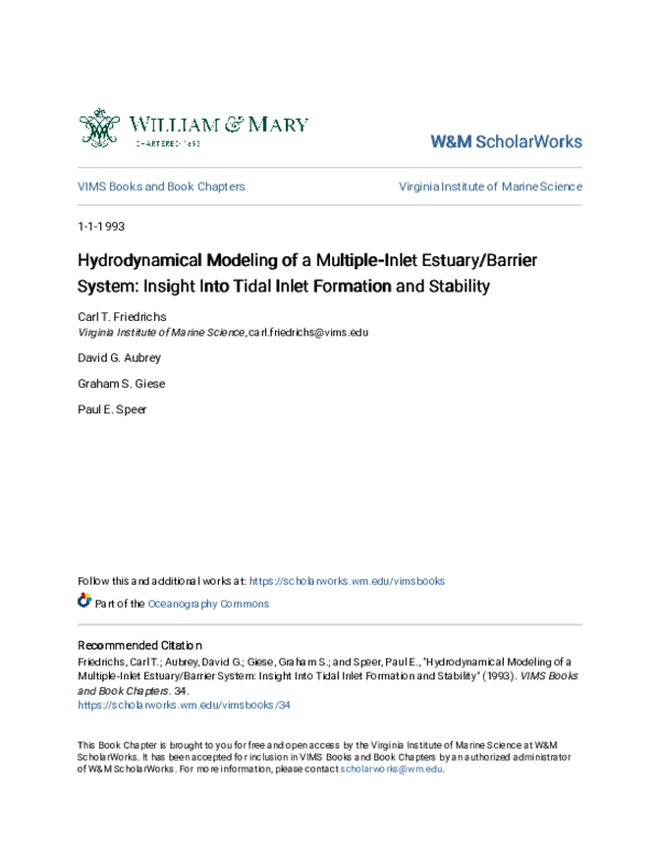 Pdf Hydrodynamical Modeling Of A Multiple Inlet Estuarybarrier System Insight Into Tidal